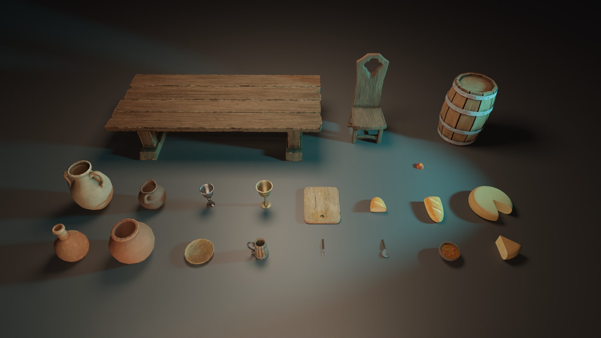 Medieval Laid Table Scene Asset 3D Model - TurboSquid 2139438