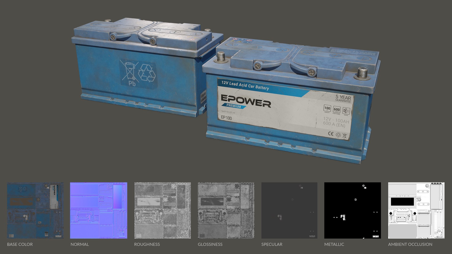 Car Battery 100 6CT 12 Volt - PBR Game Ready Low-poly 3D - TurboSquid ...