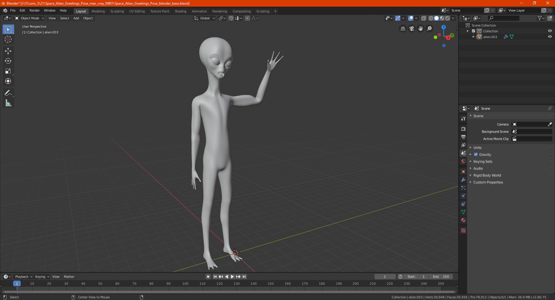 3D space alien greetings pose - TurboSquid 1604570