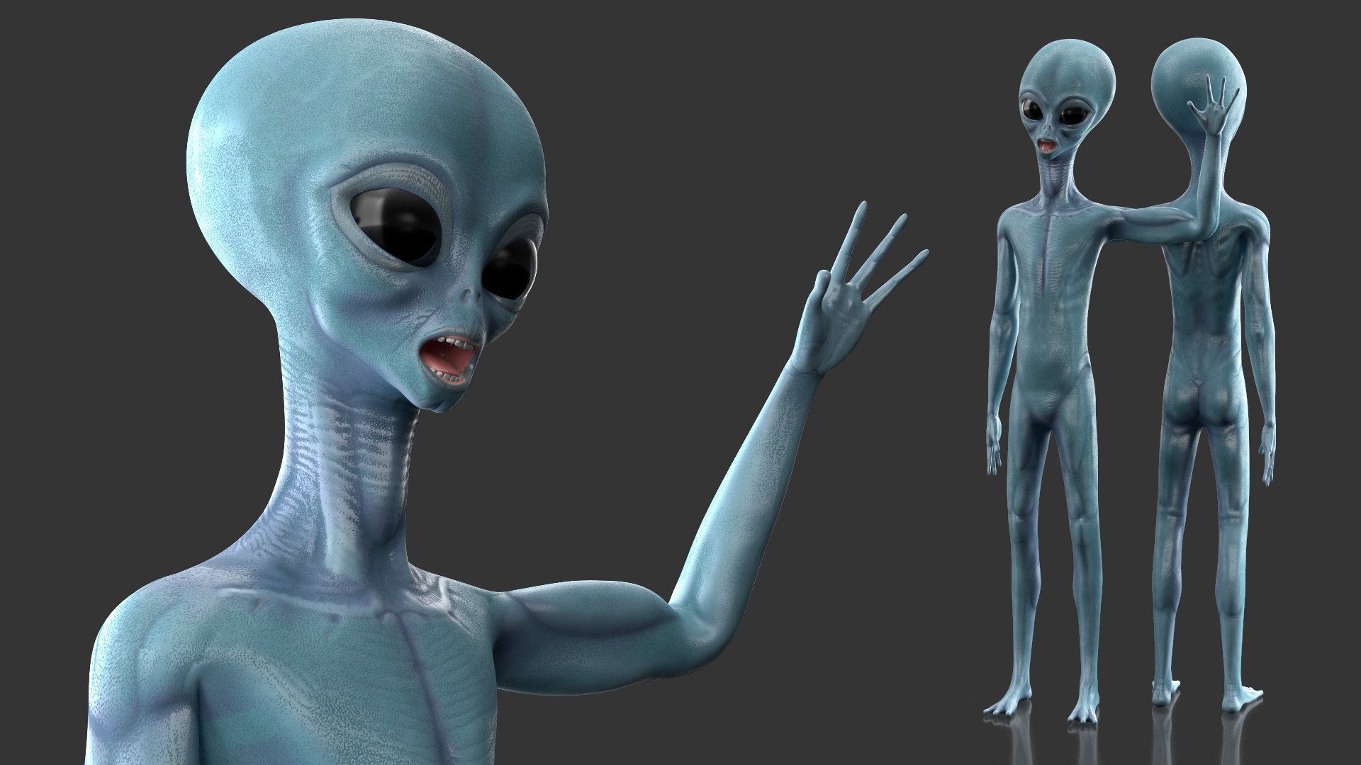 3D Space Alien Greetings Pose - TurboSquid 1604570
