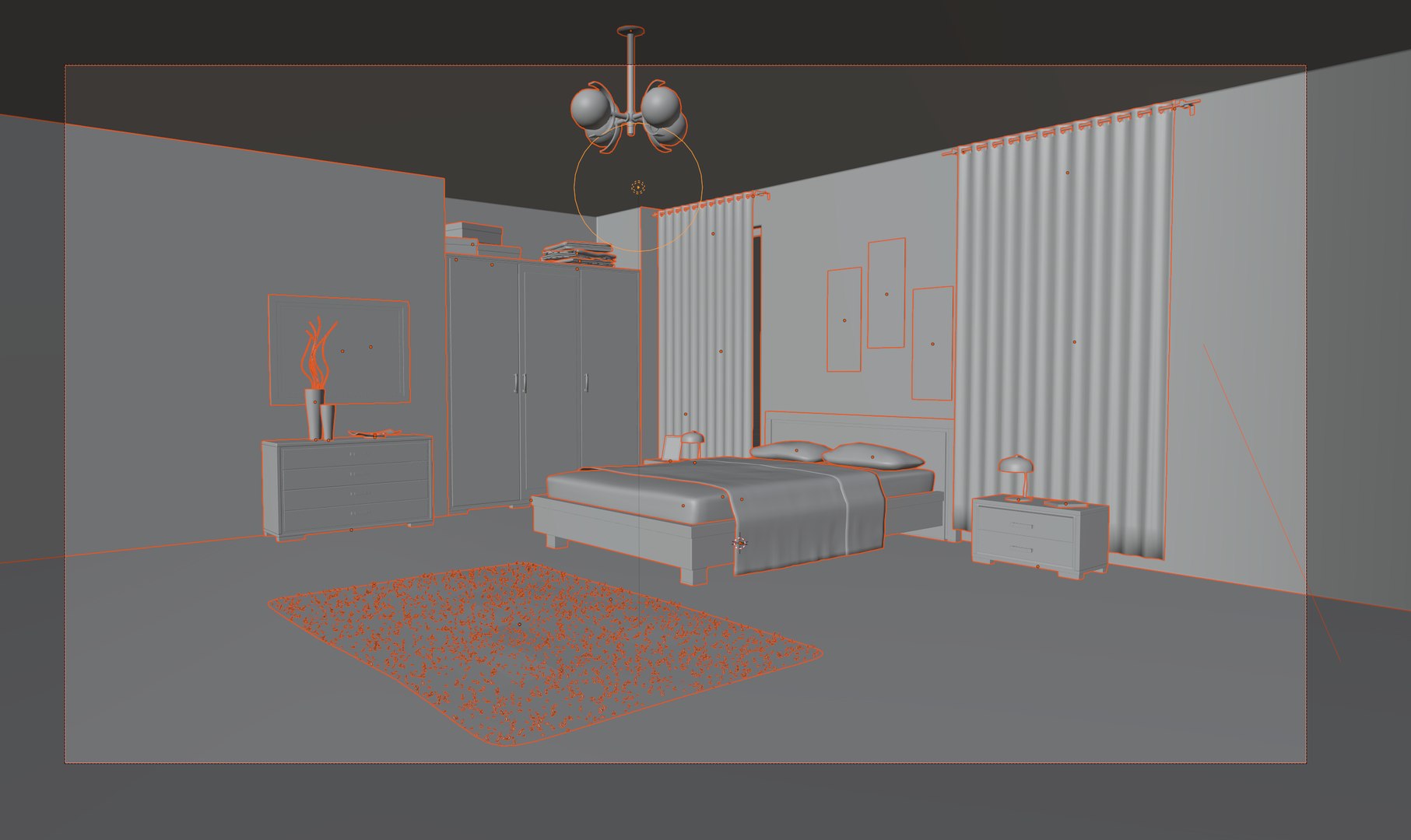 3D Basic Bedroom Setup - TurboSquid 1646709