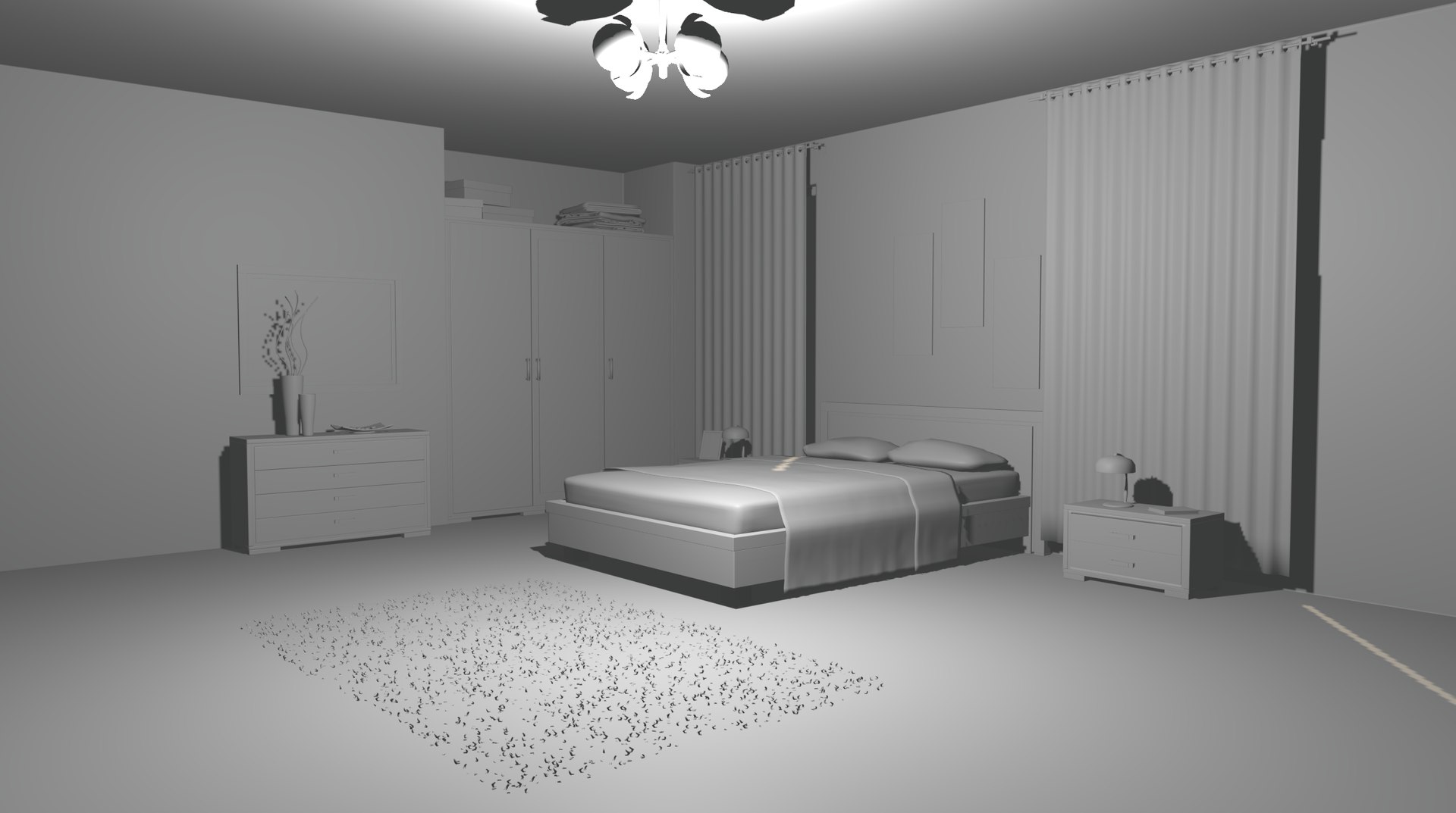 3D Basic Bedroom Setup - TurboSquid 1646709