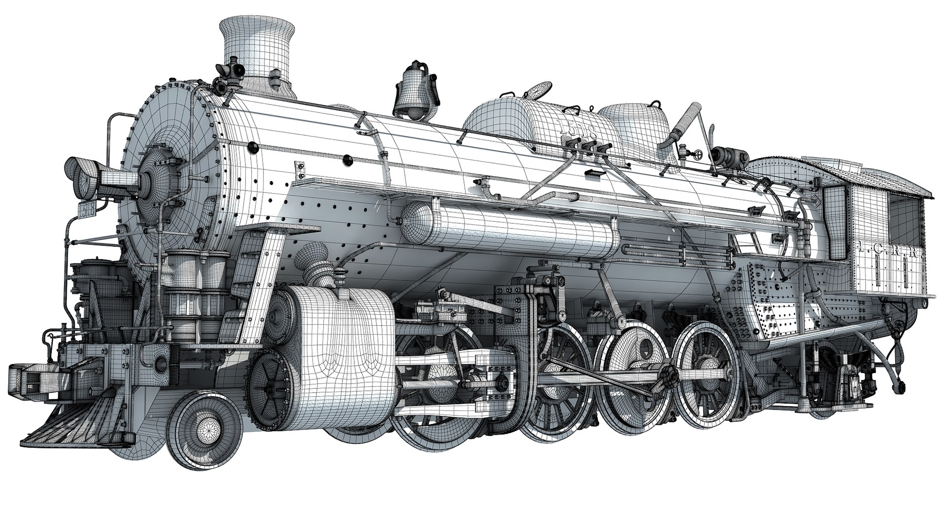 3d model steam locomotive modeled