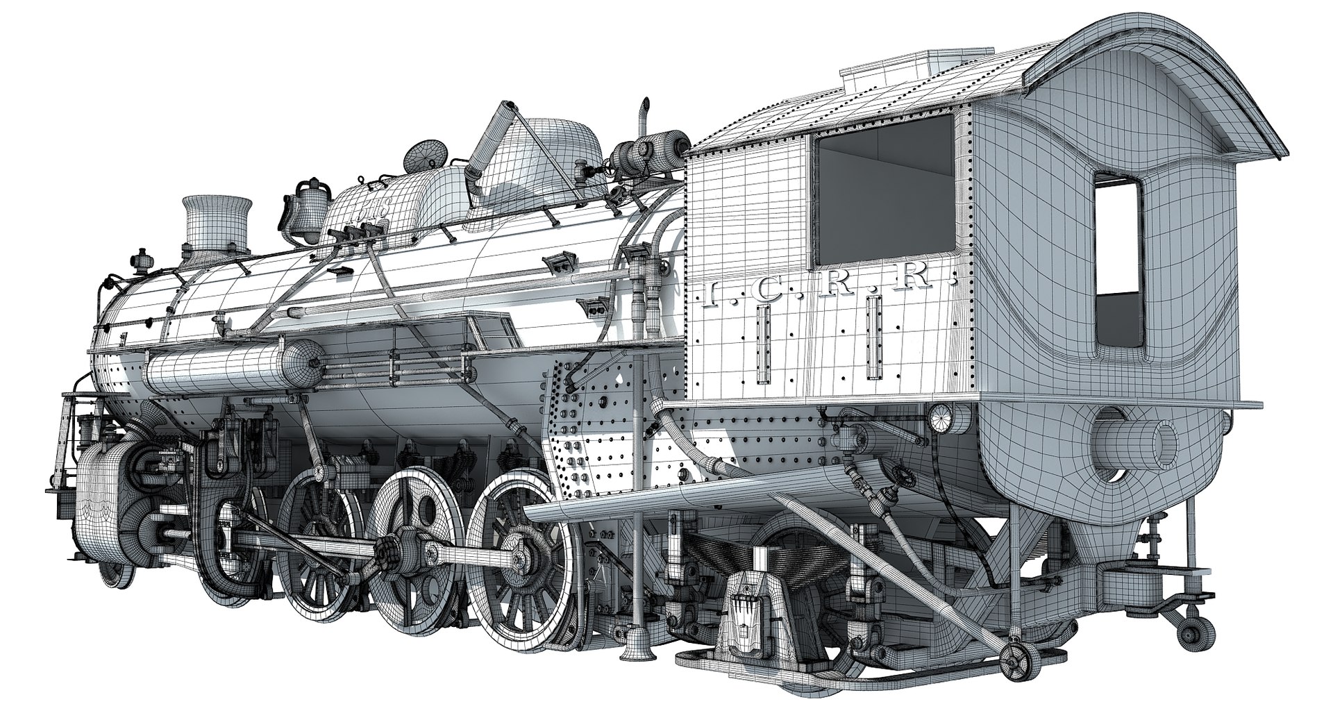 3d model steam locomotive modeled