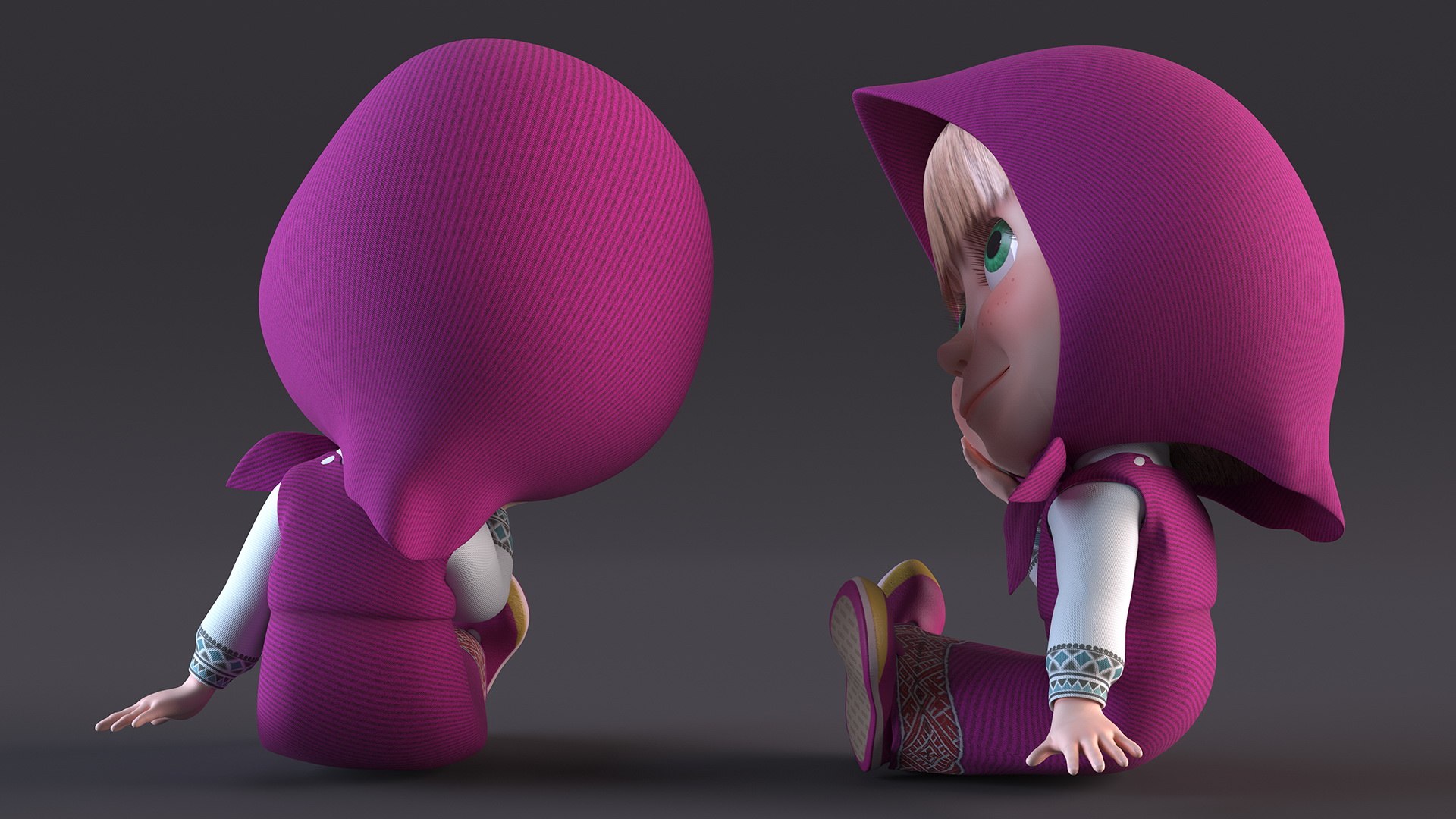 Masha From Masha And The Bear Sitting Pose 3d Model Turbosquid 2119159