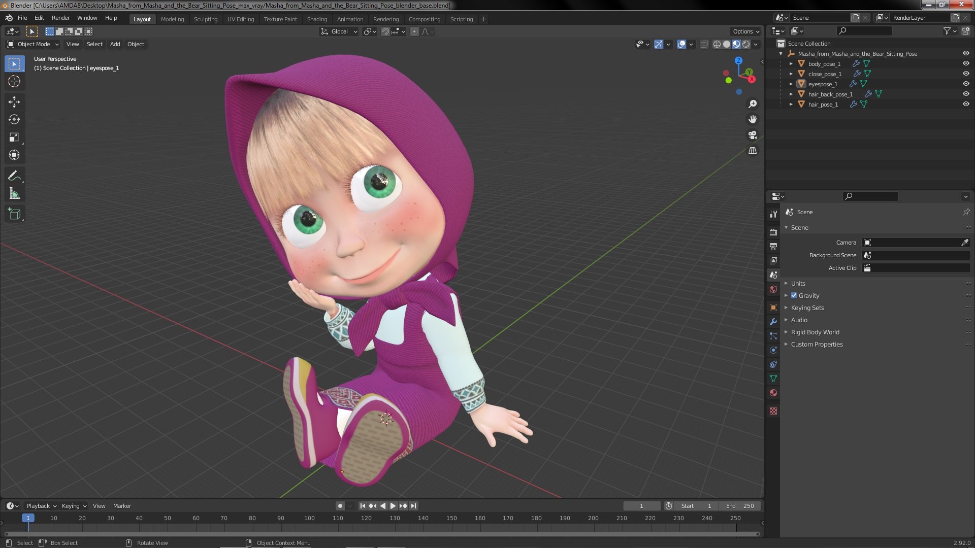 Masha from Masha and the Bear Sitting Pose 3D model - TurboSquid 2119159