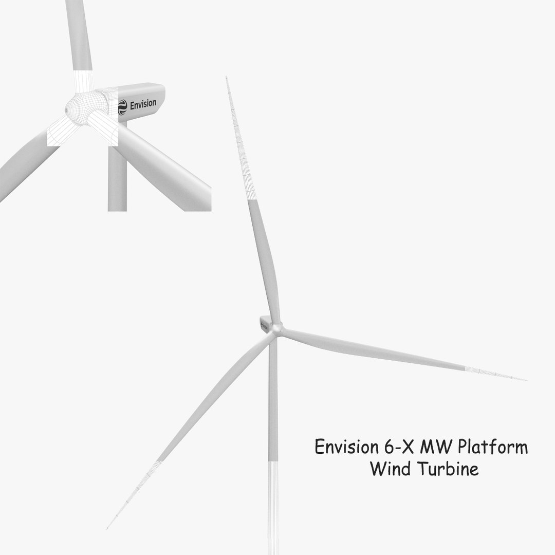 3D Envision 6-X MW Platform Wind Turbine Model - TurboSquid 2273313