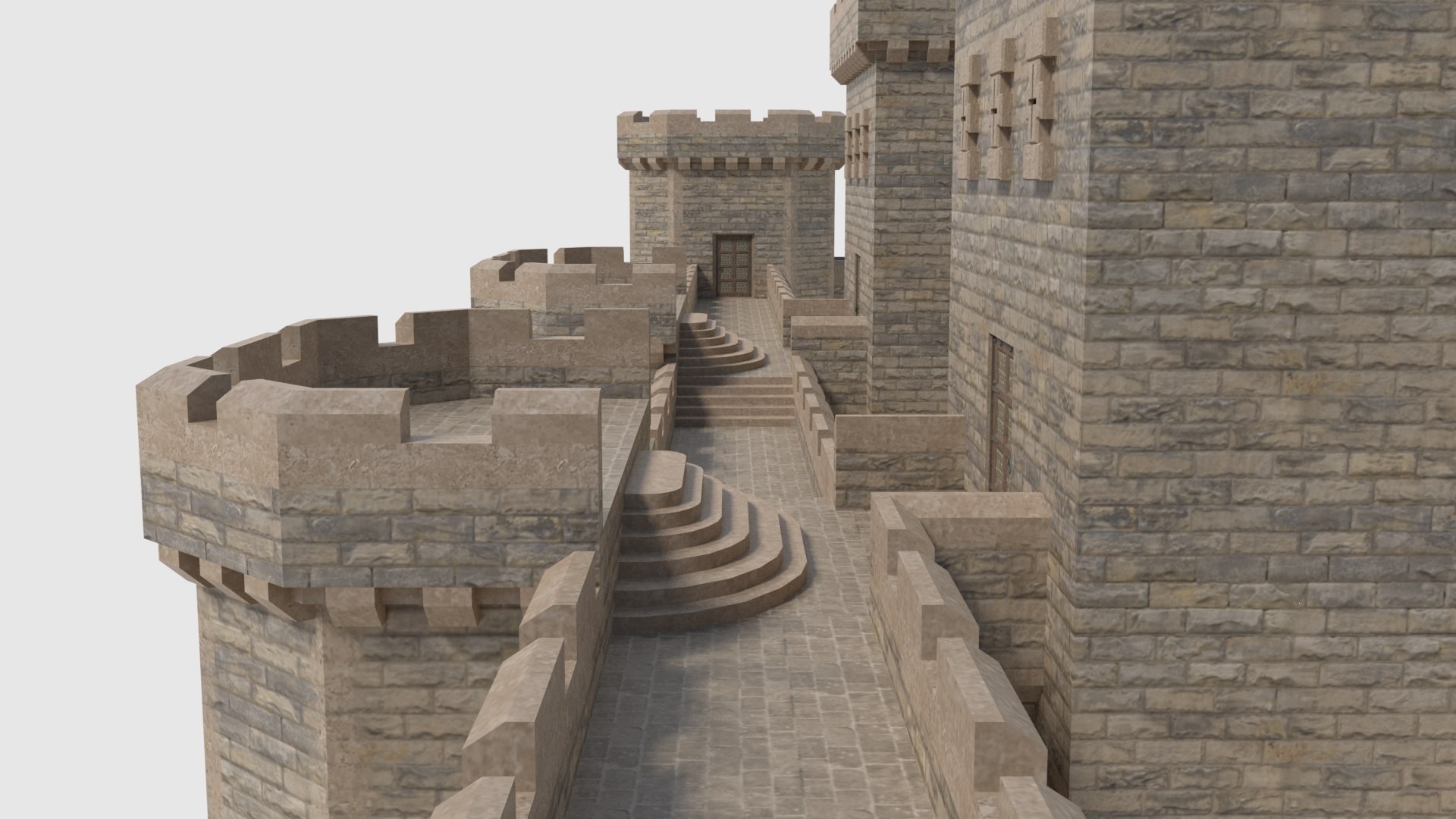 Ready Castle Tower Wall Model - TurboSquid 1257083