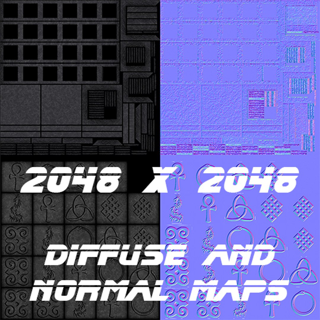 3d Engraved Stone Column Model