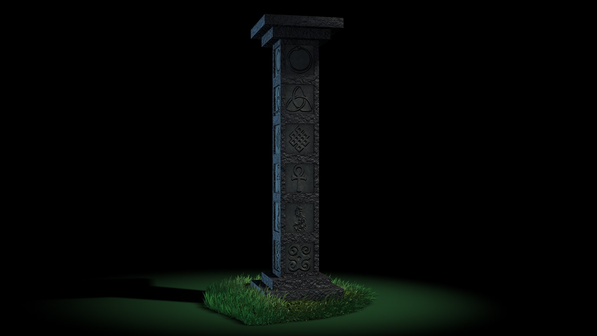 3d Engraved Stone Column Model