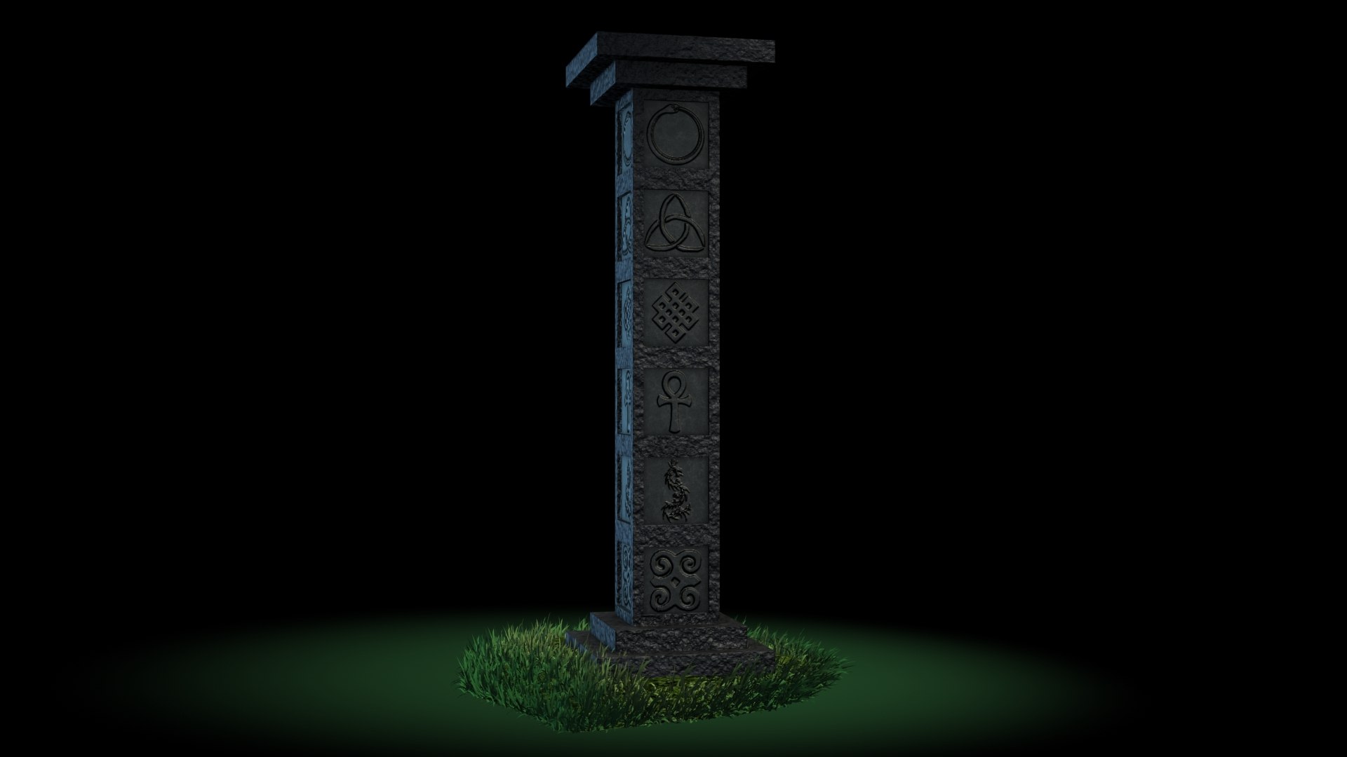 3d Engraved Stone Column Model