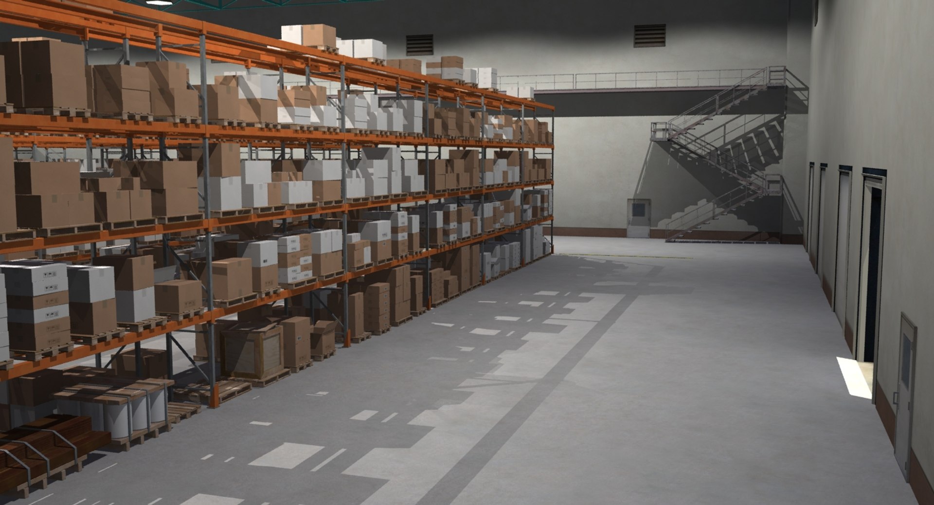 3dsmax cargo warehouse robot