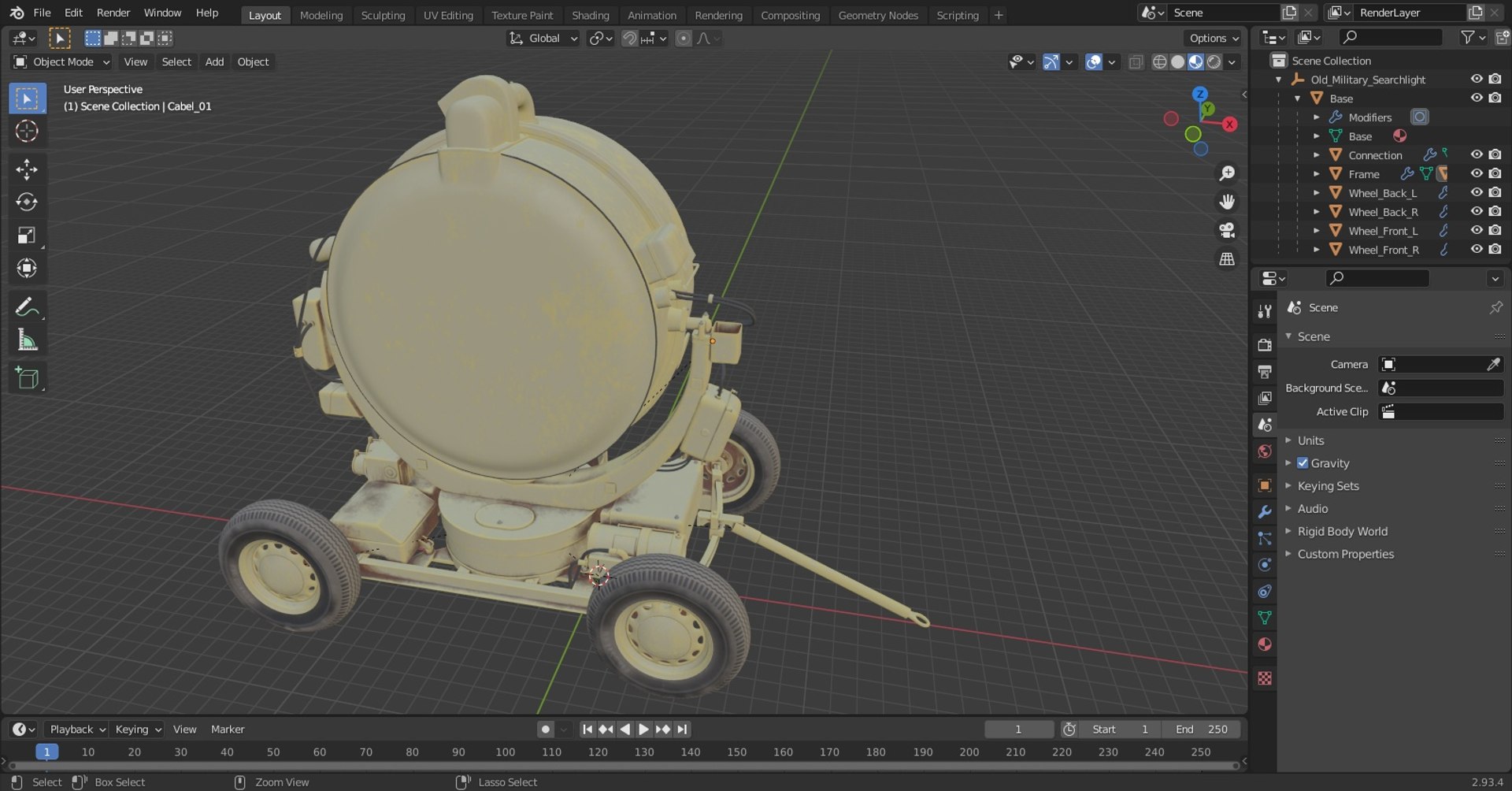 3D Old Military Searchlight - TurboSquid 1965707