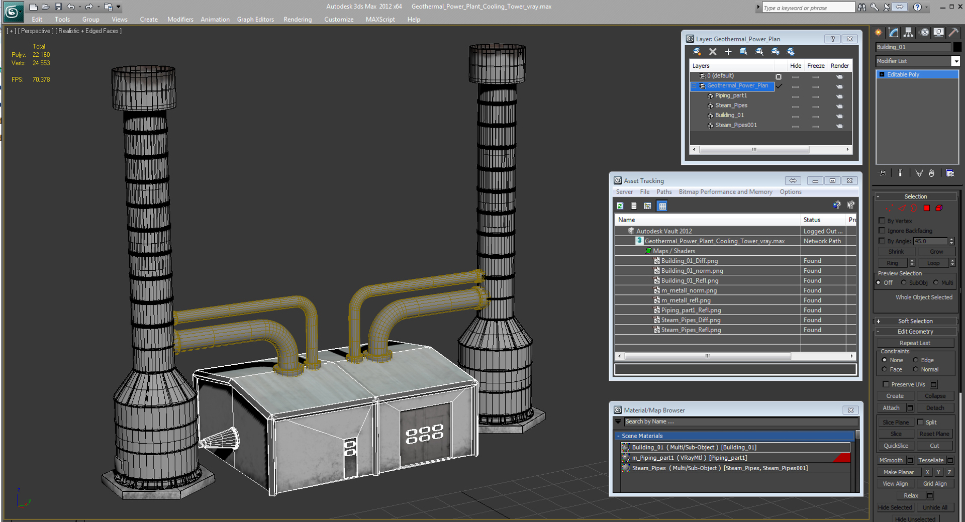 Geothermal power plant cooling tower 3D model - TurboSquid 1261705