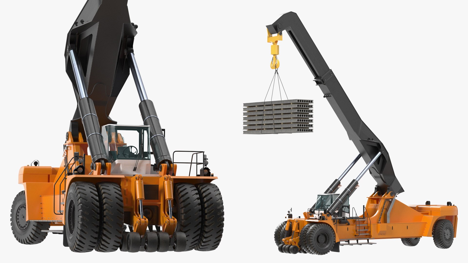 Reachstacker Lifts Concrete Slabs Rigged For Cinema 4D 3D Model ...
