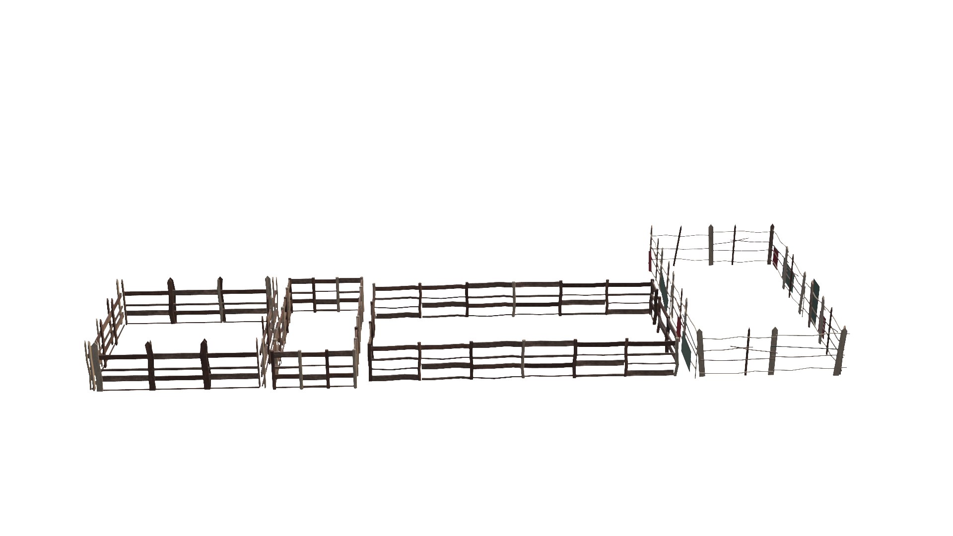Wooden Fences Model - TurboSquid 2376149