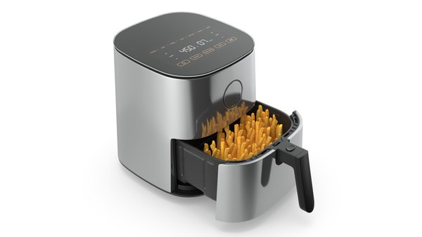 modelo 3d Freidora de aire de acero con patatas fritas - TurboSquid 2274215