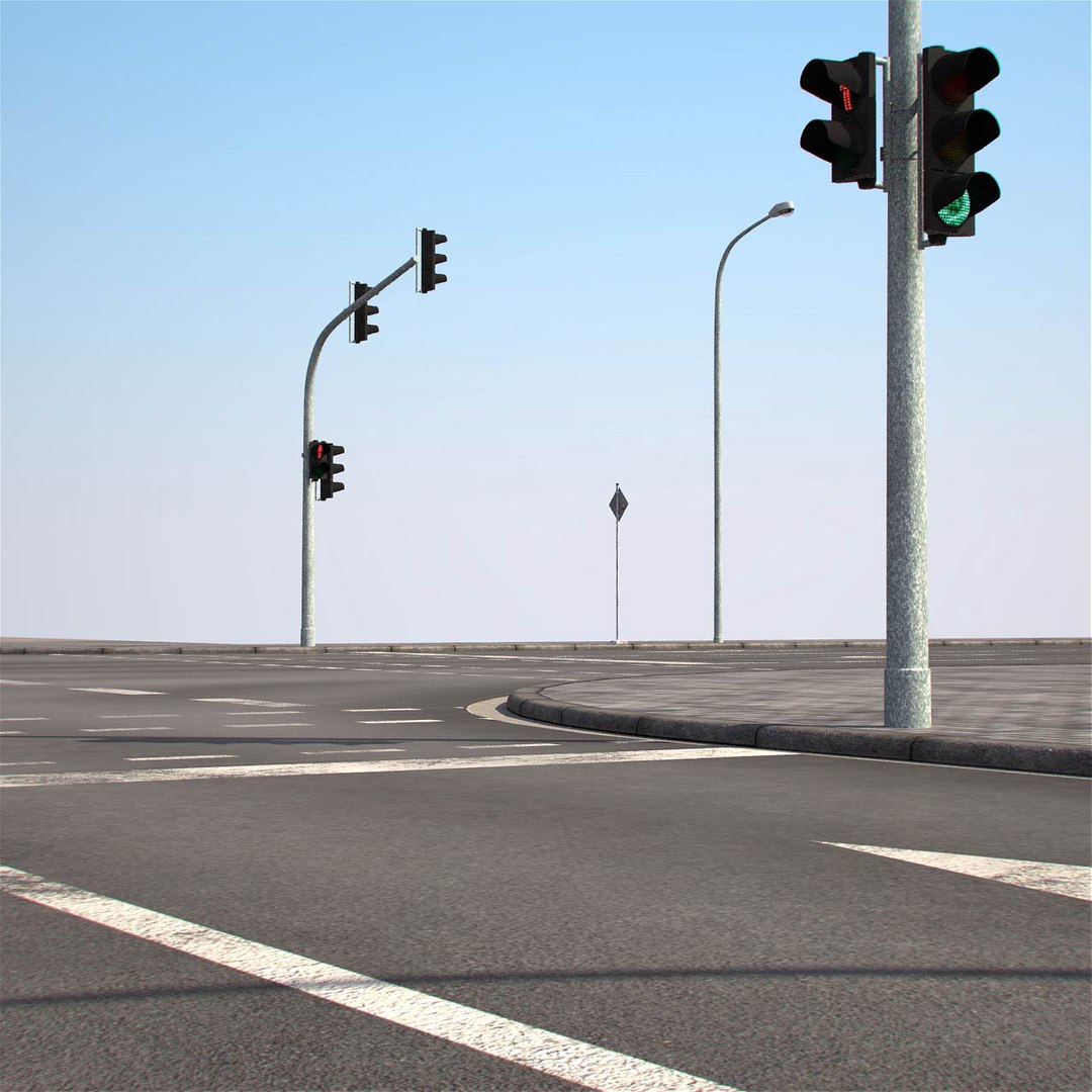 3d Model Crossroad Street Way
