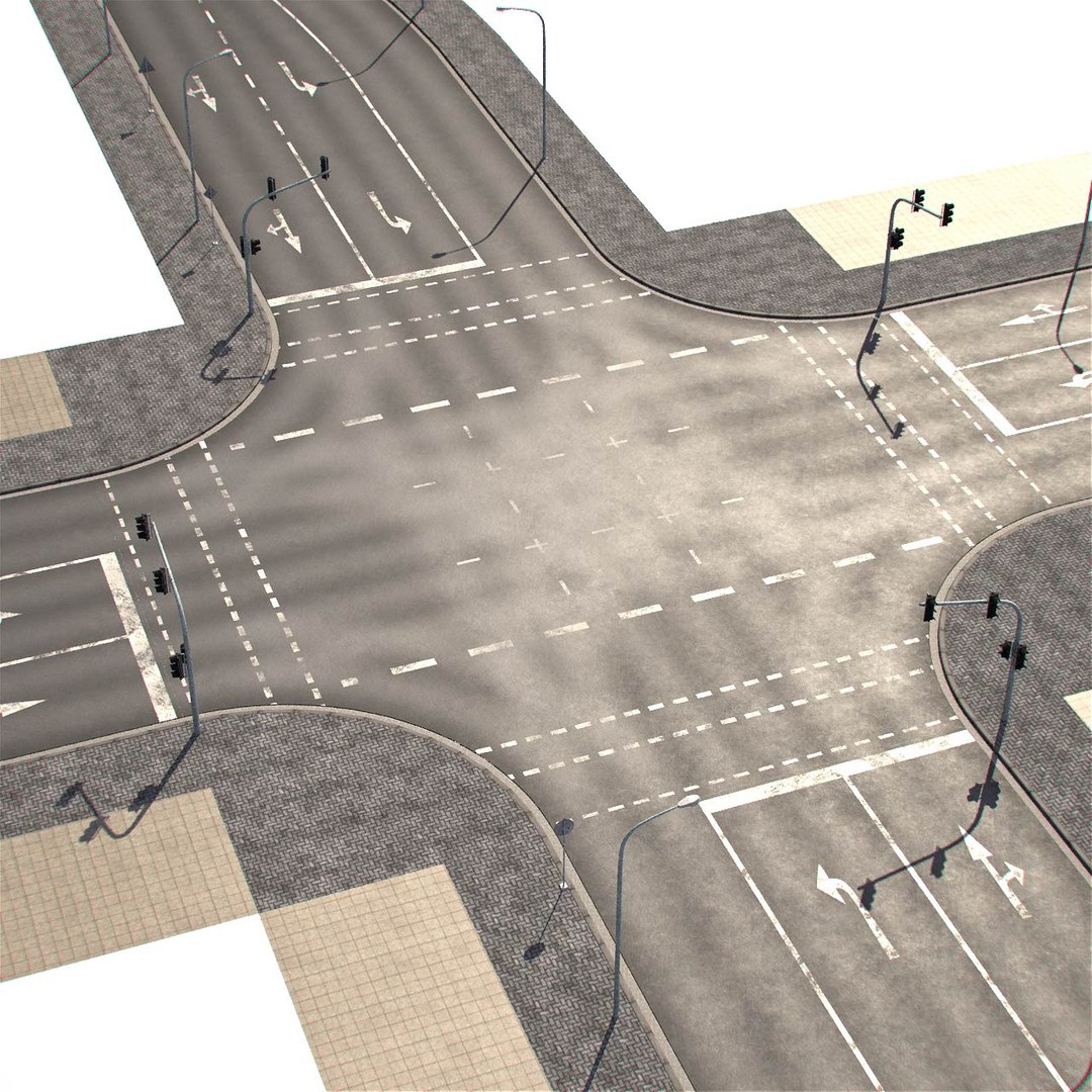 3d Model Crossroad Street Way