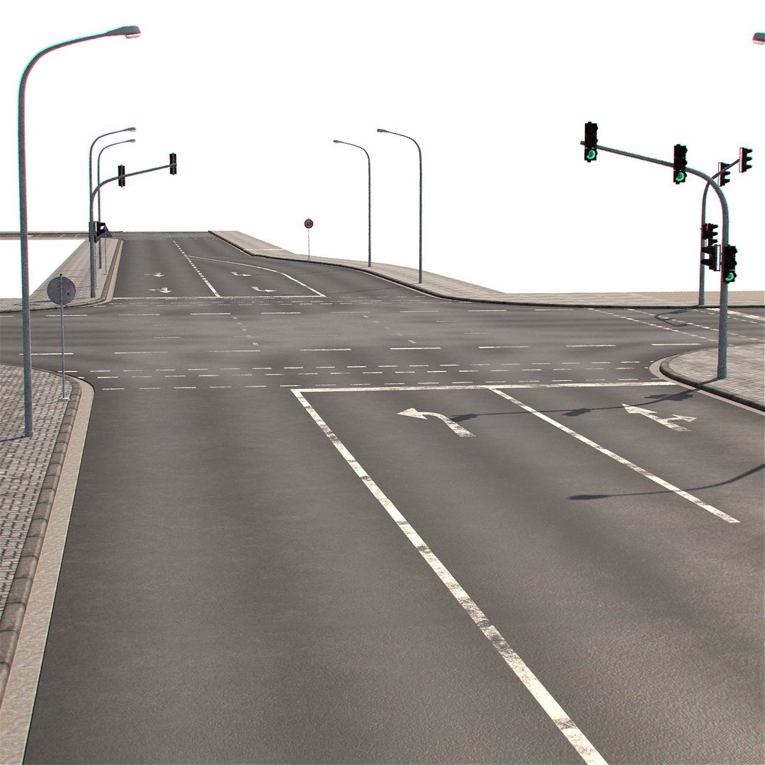 3d Model Crossroad Street Way