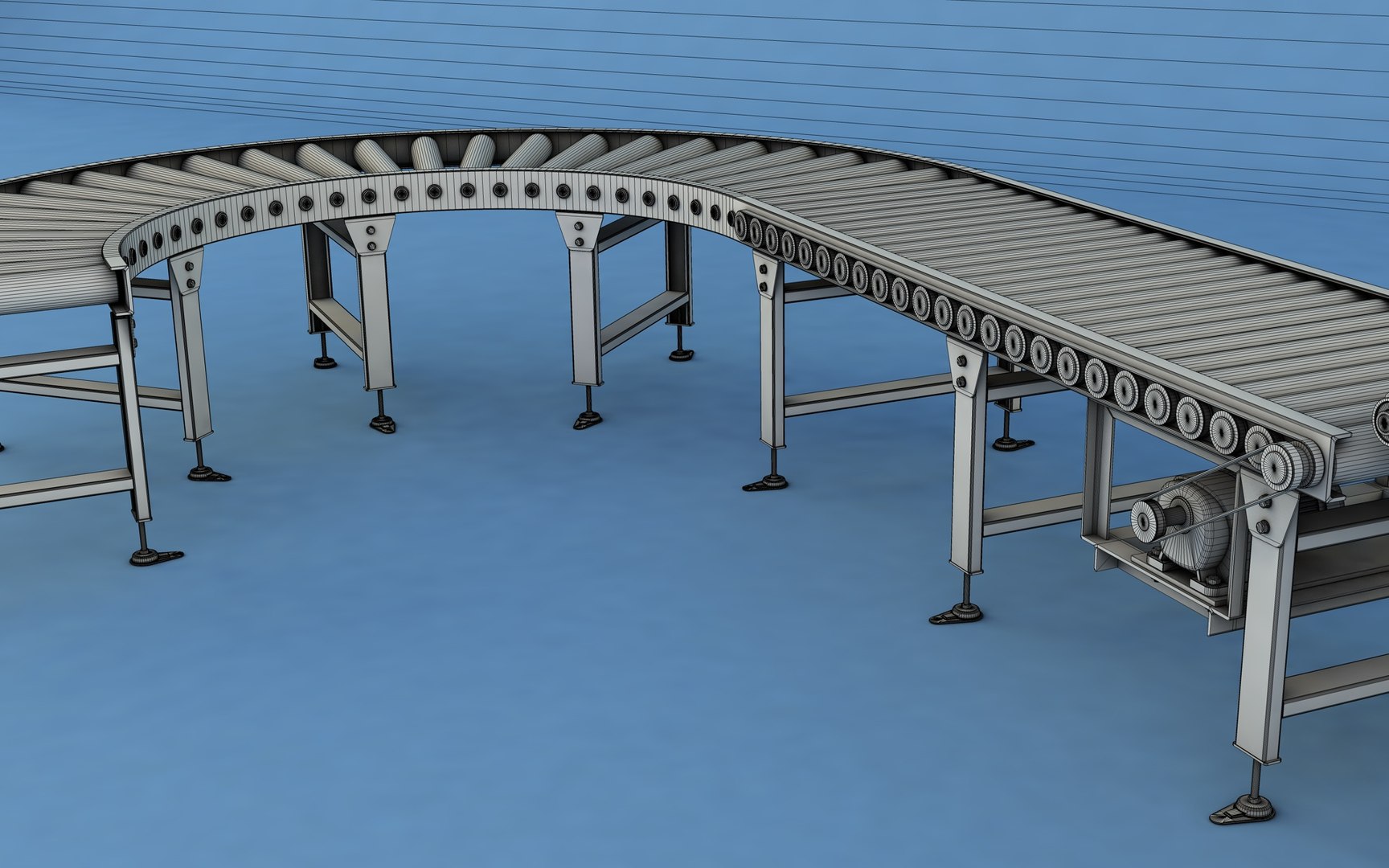 Belt Roller Conveyor 3D Model - TurboSquid 1244046