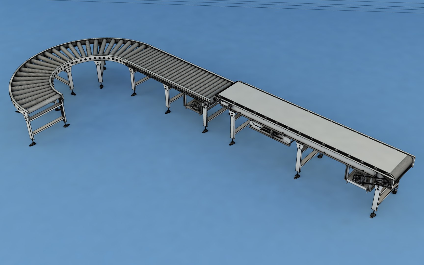 Belt Roller Conveyor 3D Model - TurboSquid 1244046