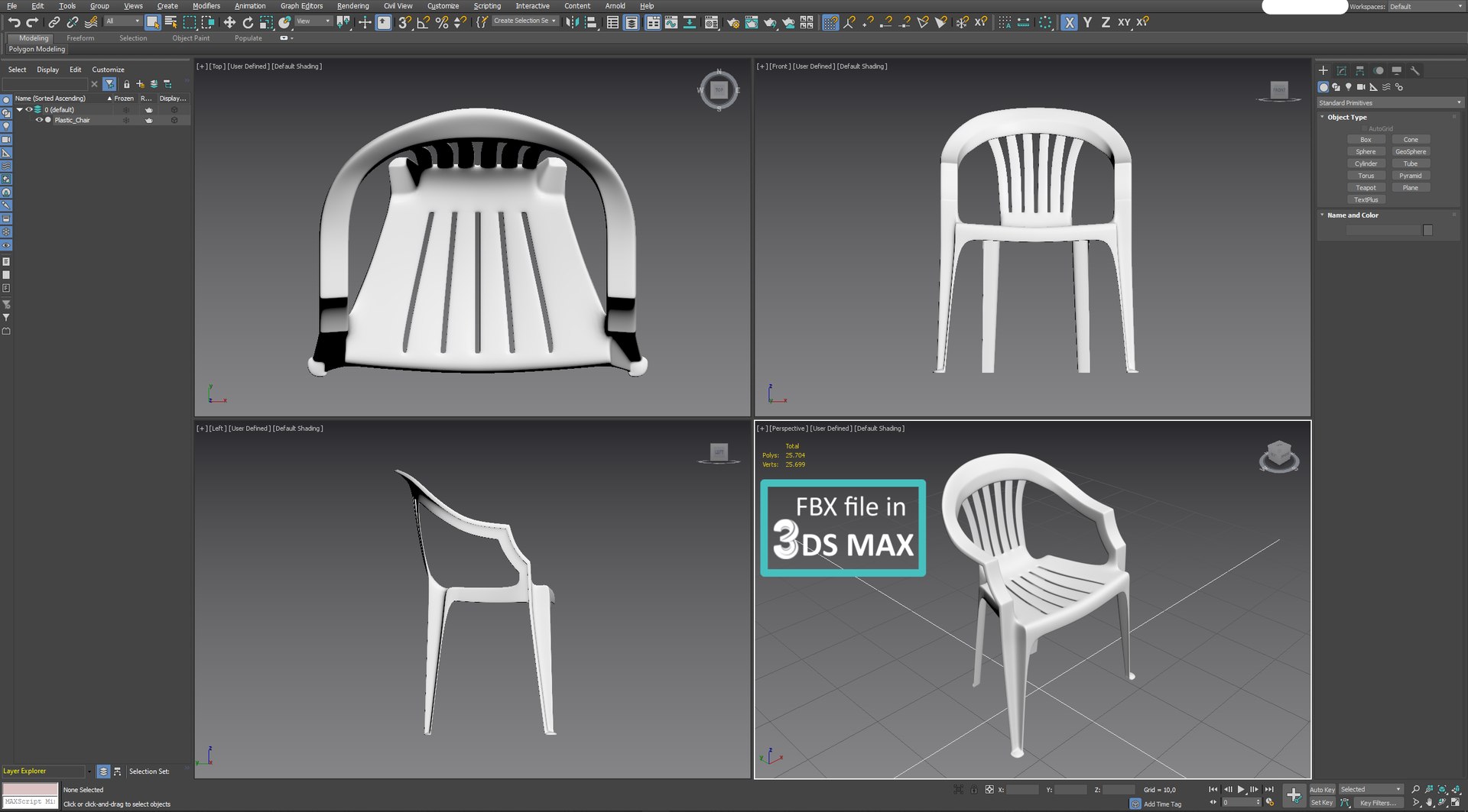 White Plastic Chair model - TurboSquid 1855485
