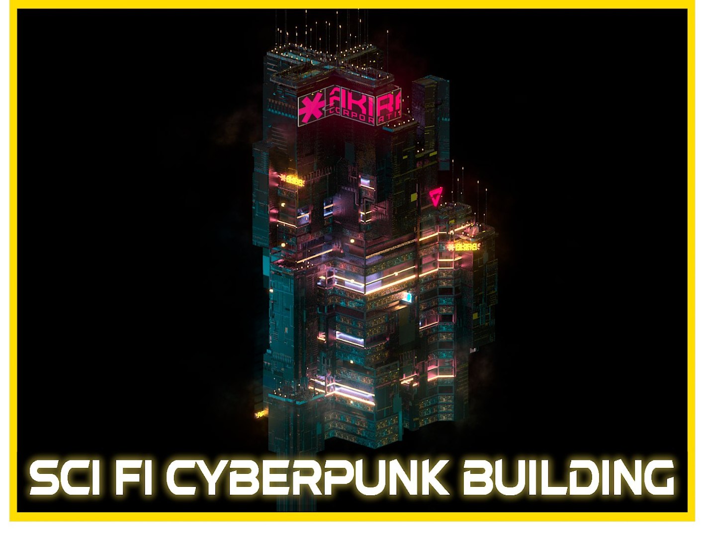 3D Sci-Fi Futuristic Cyberpunk Sci Fi City Building Skyscraper 46 ...