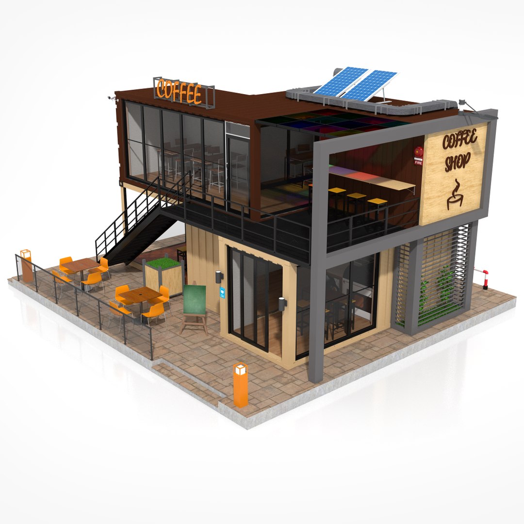 3D Shipping Container Coffe Shop Model - TurboSquid 1915266