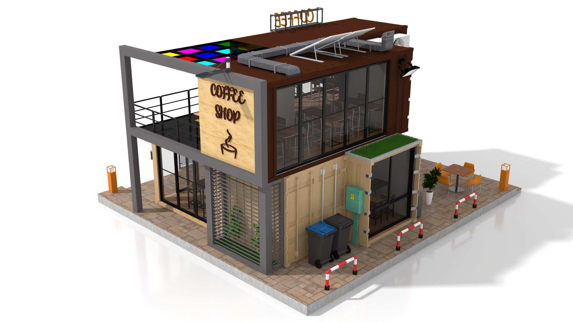3D Shipping Container Coffe Shop Model - TurboSquid 1915266
