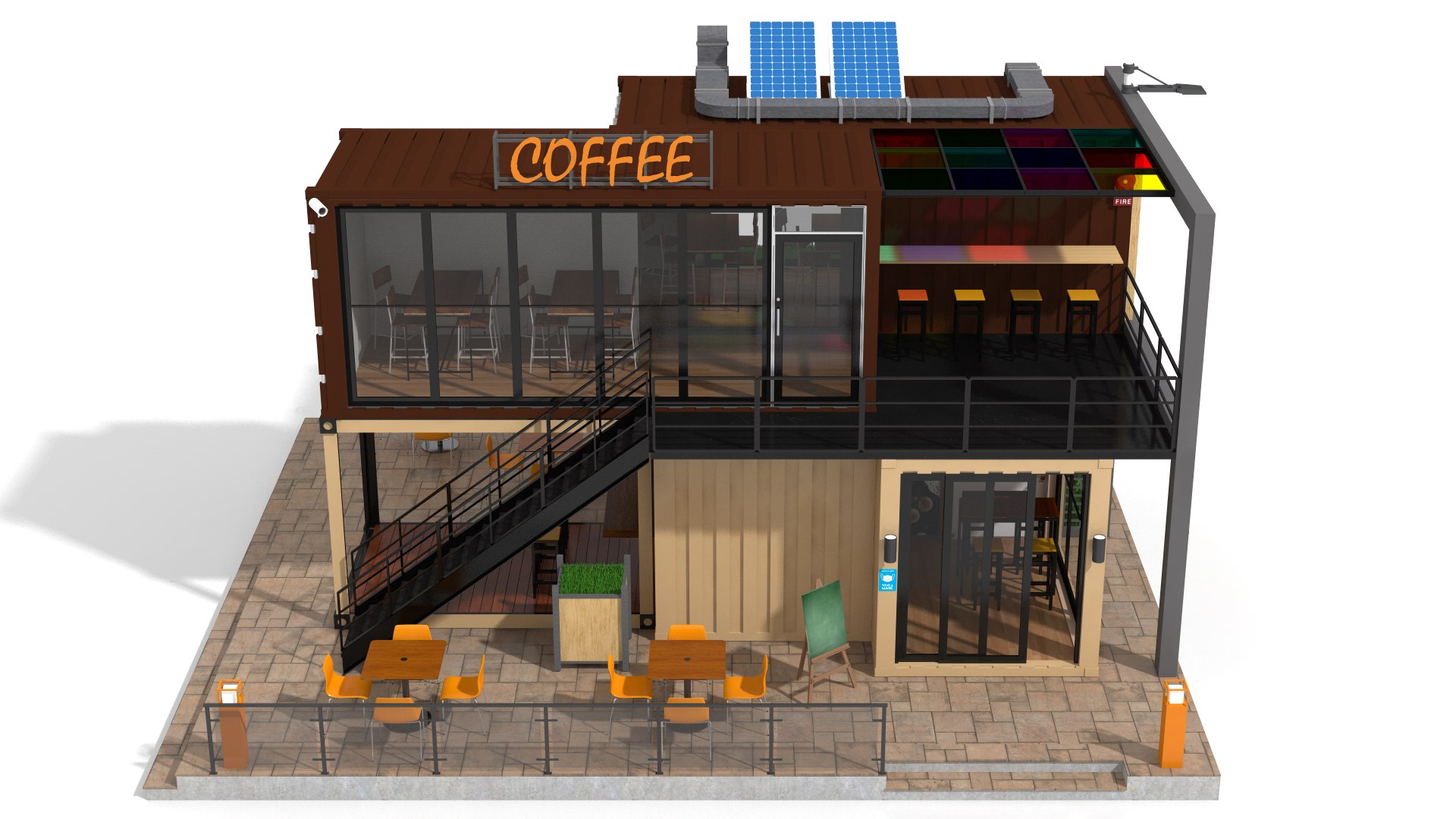 3D Shipping Container Coffe Shop Model - TurboSquid 1915266