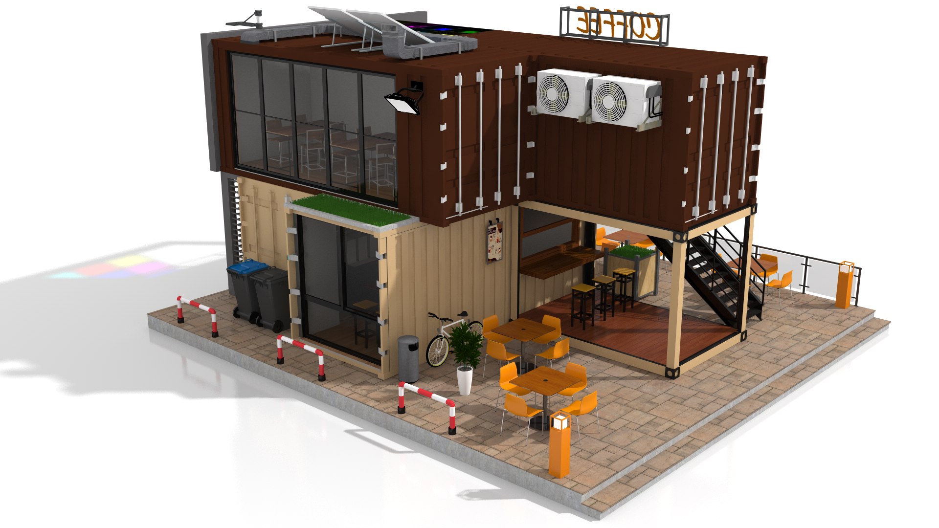 3D Shipping Container Coffe Shop Model - TurboSquid 1915266