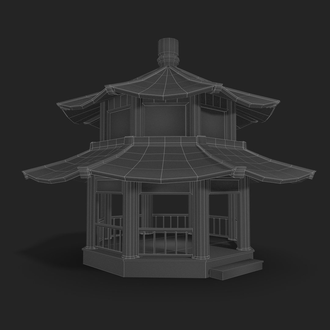 low-poly chinese pagoda 3d model