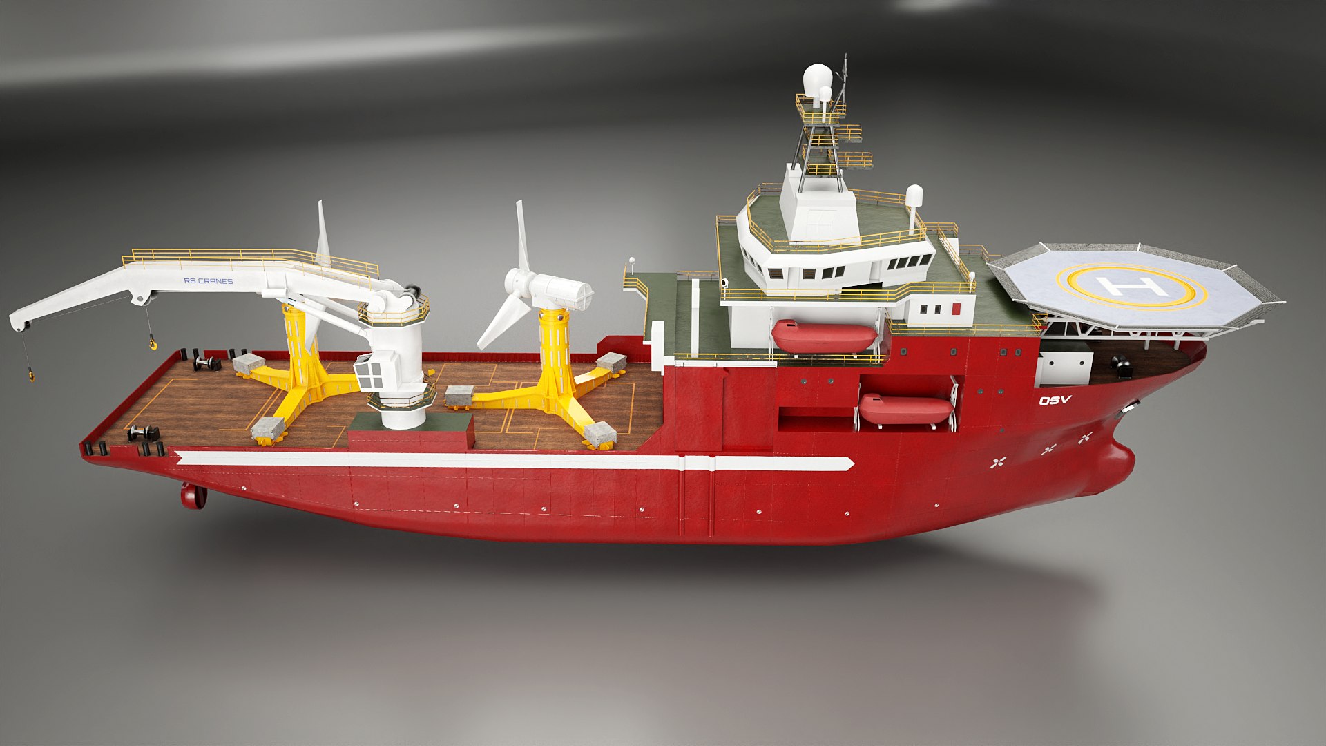Offshore Support Vessel and Tidal Power Turbine 3D model - TurboSquid ...