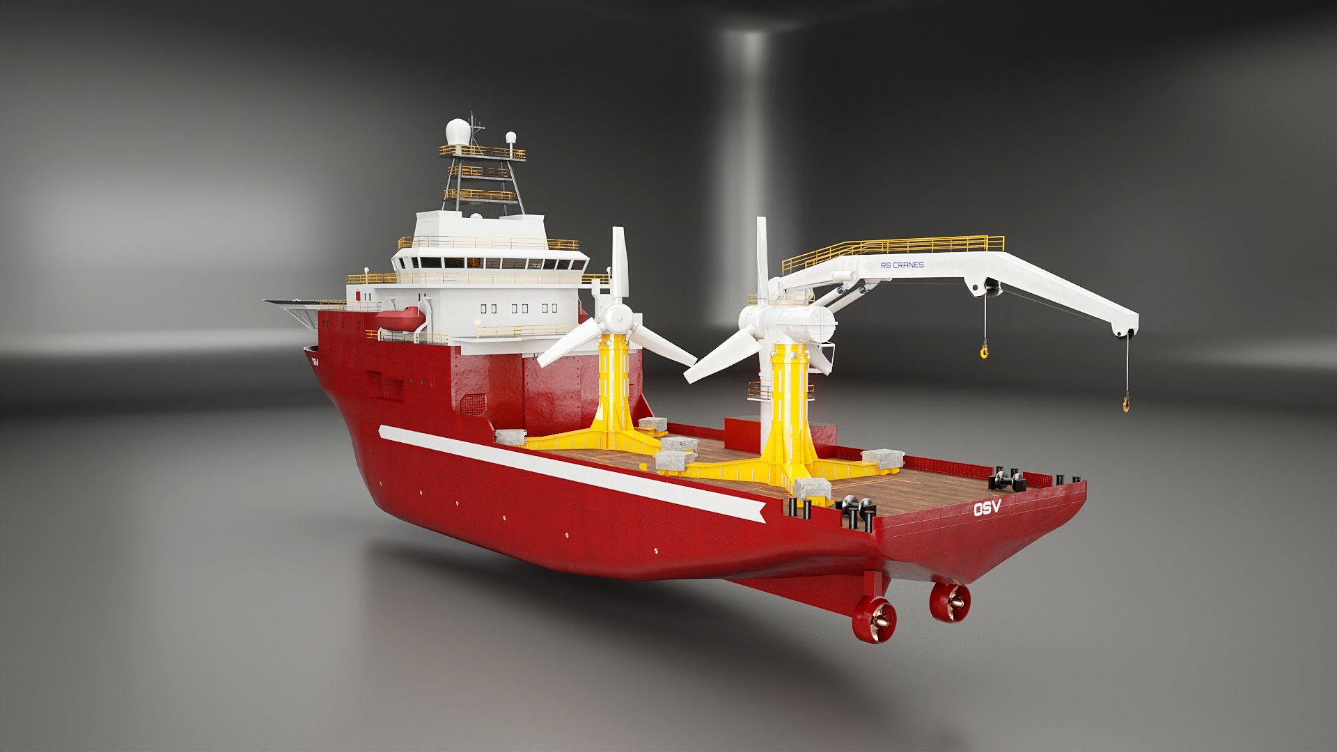 Offshore Support Vessel and Tidal Power Turbine 3D model - TurboSquid ...