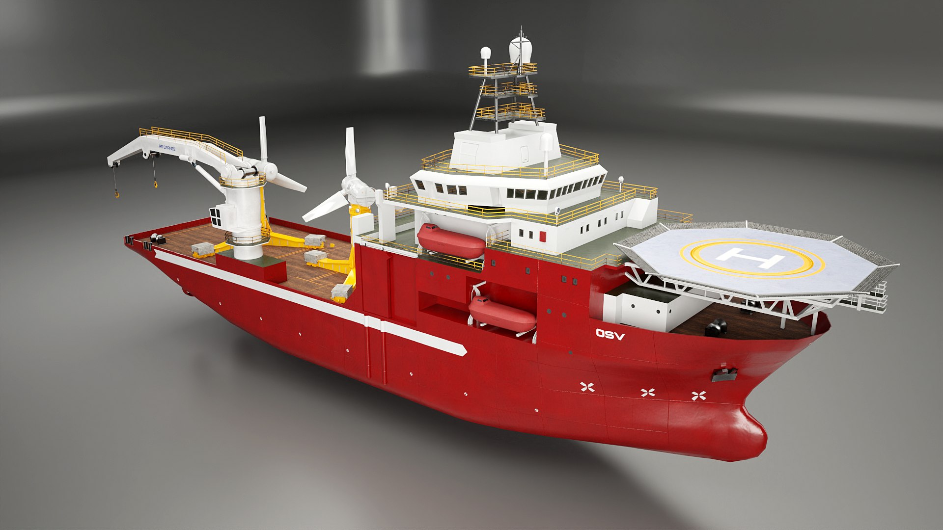 Offshore Support Vessel and Tidal Power Turbine 3D model - TurboSquid ...
