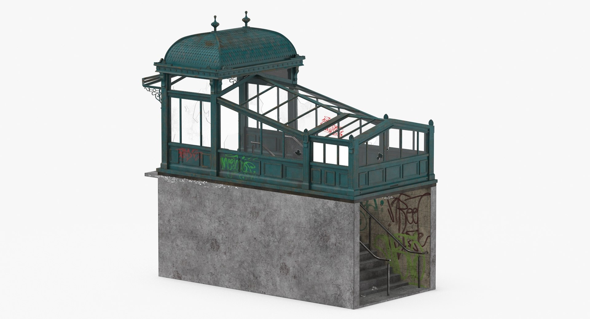 3D Subway Entrance 04 Destroyed - TurboSquid 1987626