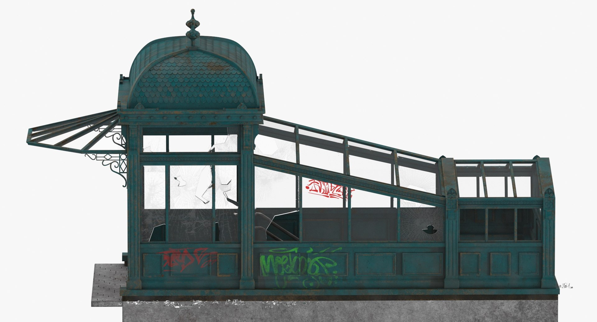 3D Subway Entrance 04 Destroyed - TurboSquid 1987626