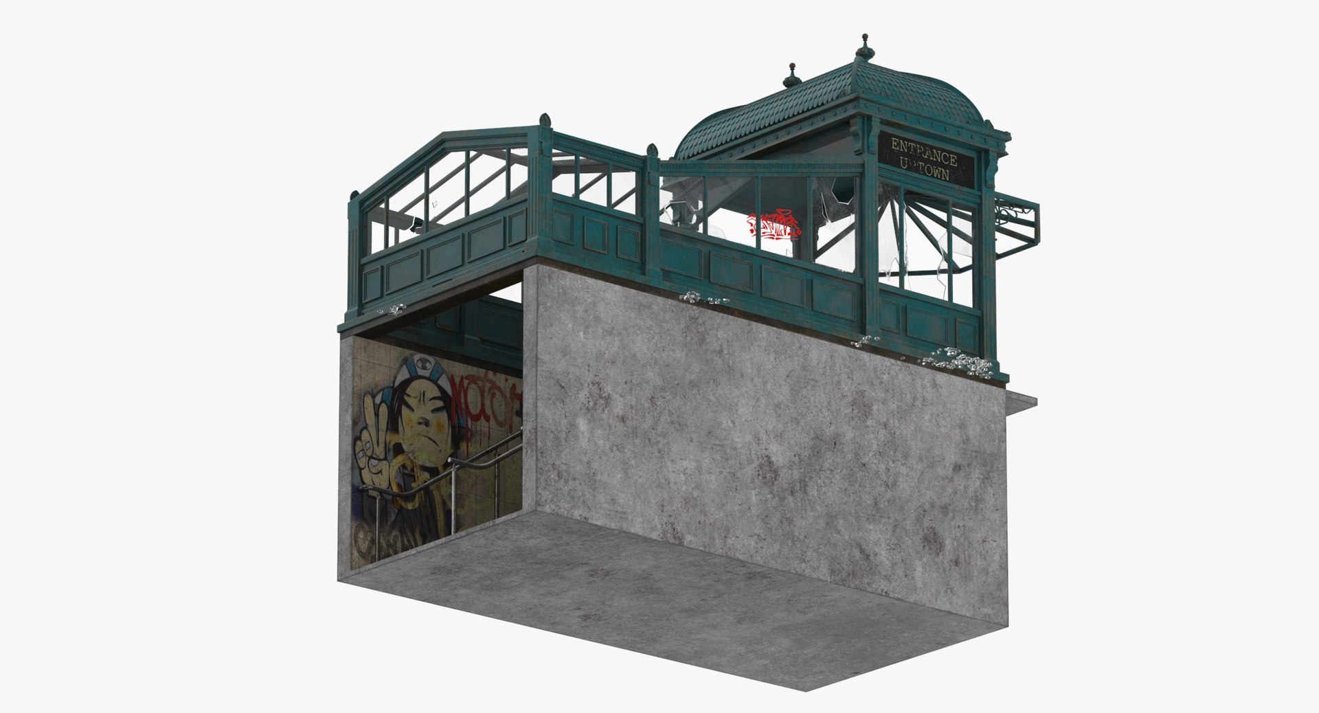 3D Subway Entrance 04 Destroyed - TurboSquid 1987626