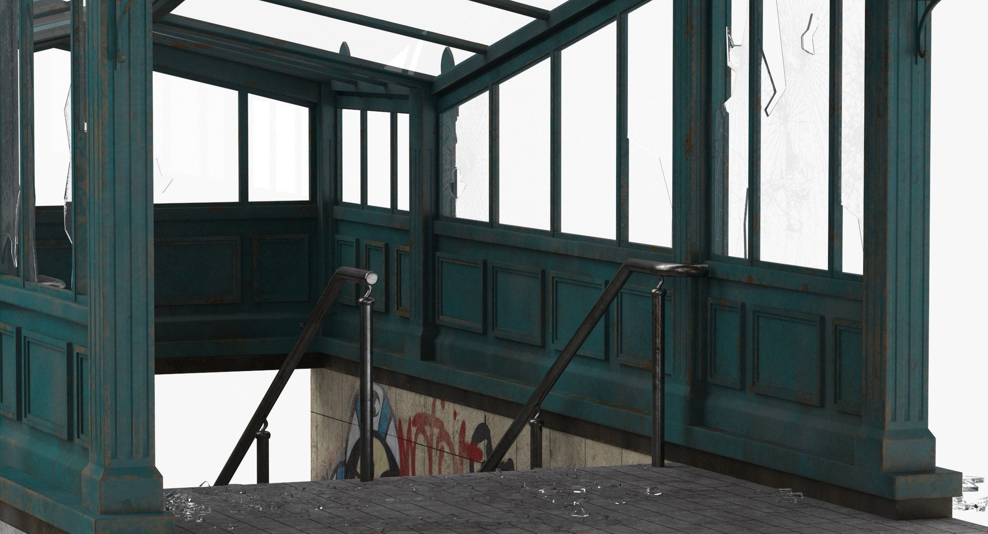 3D Subway Entrance 04 Destroyed - TurboSquid 1987626