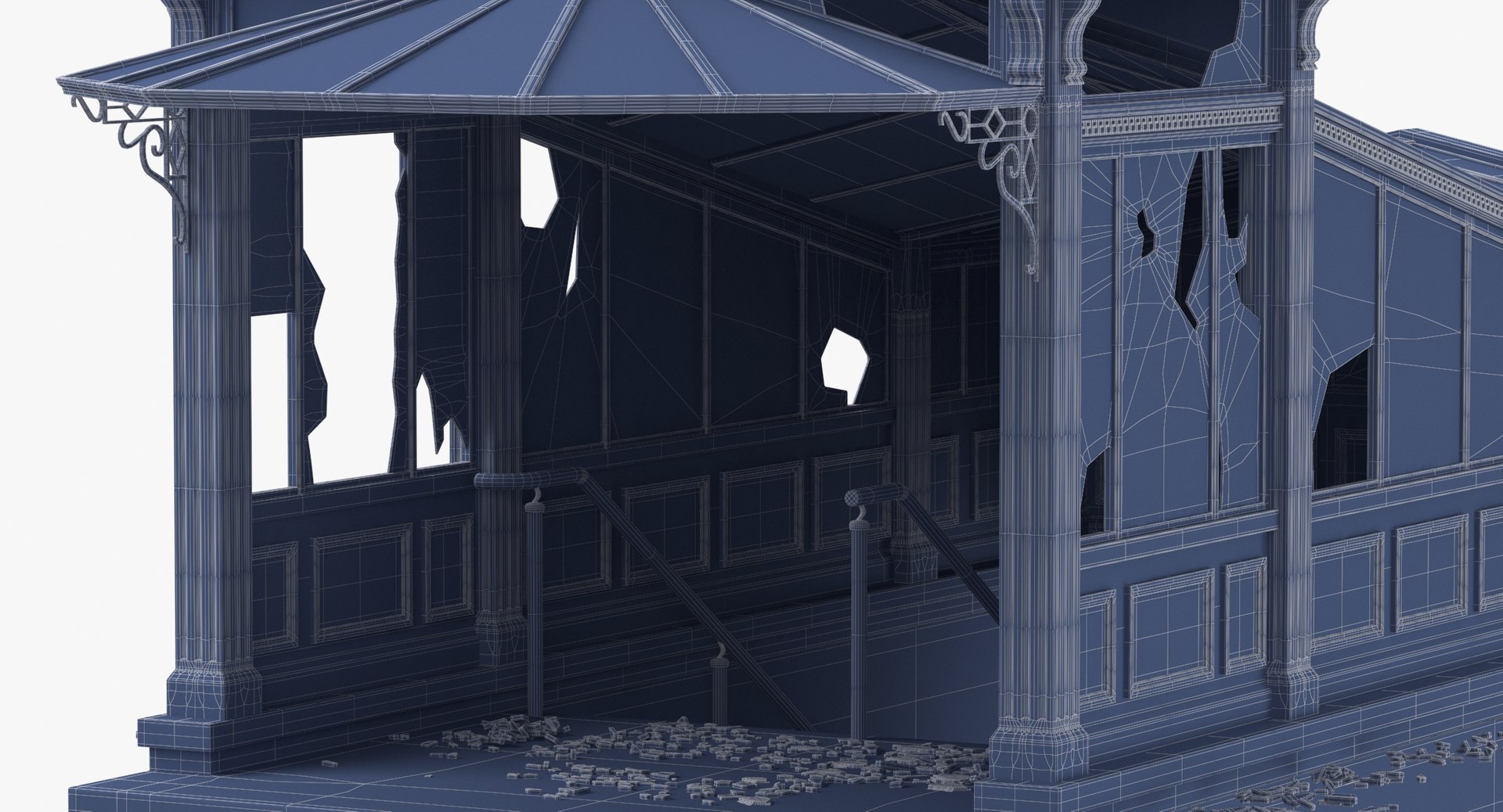 3D Subway Entrance 04 Destroyed - TurboSquid 1987626