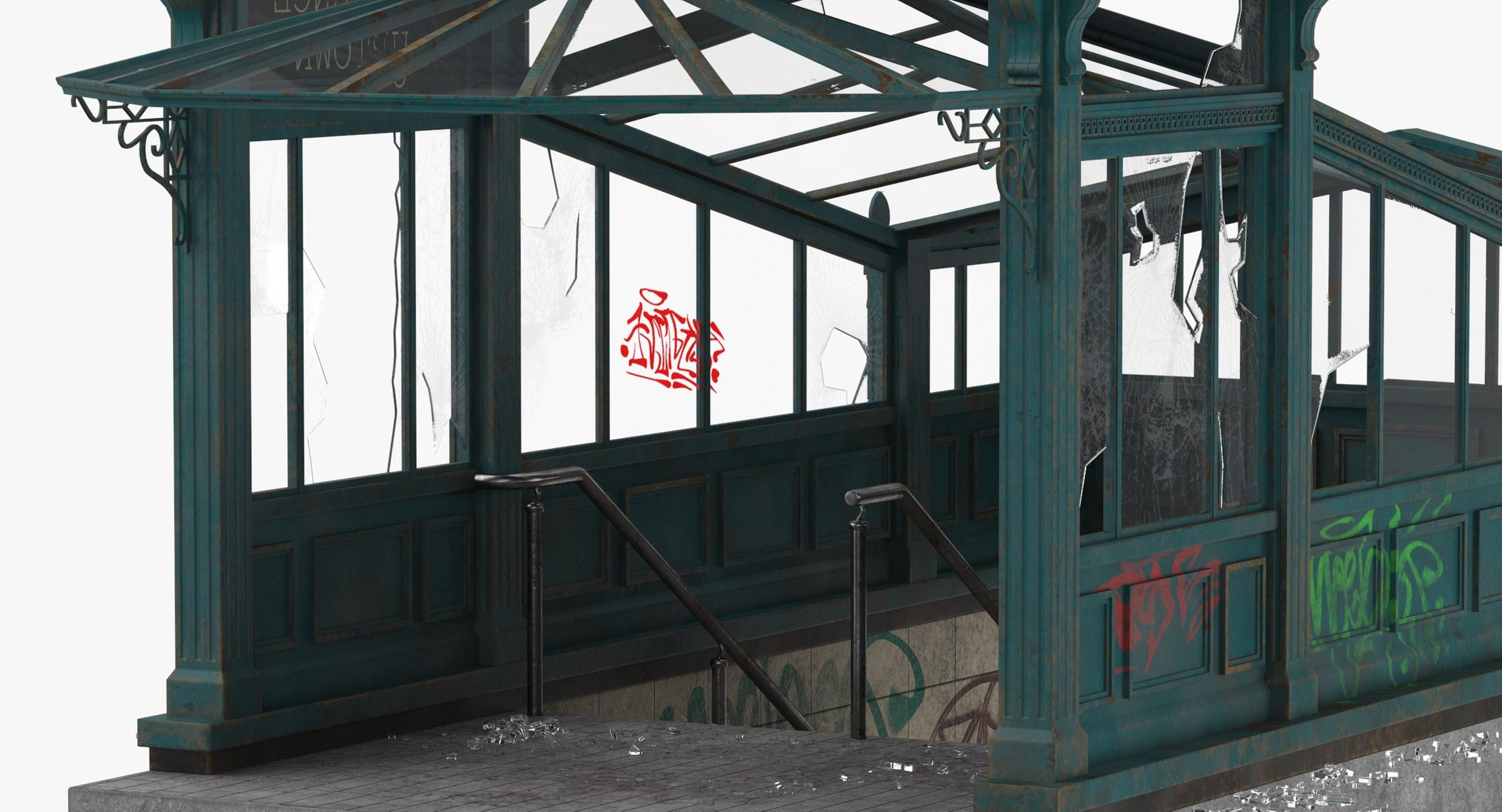 3D Subway Entrance 04 Destroyed - TurboSquid 1987626