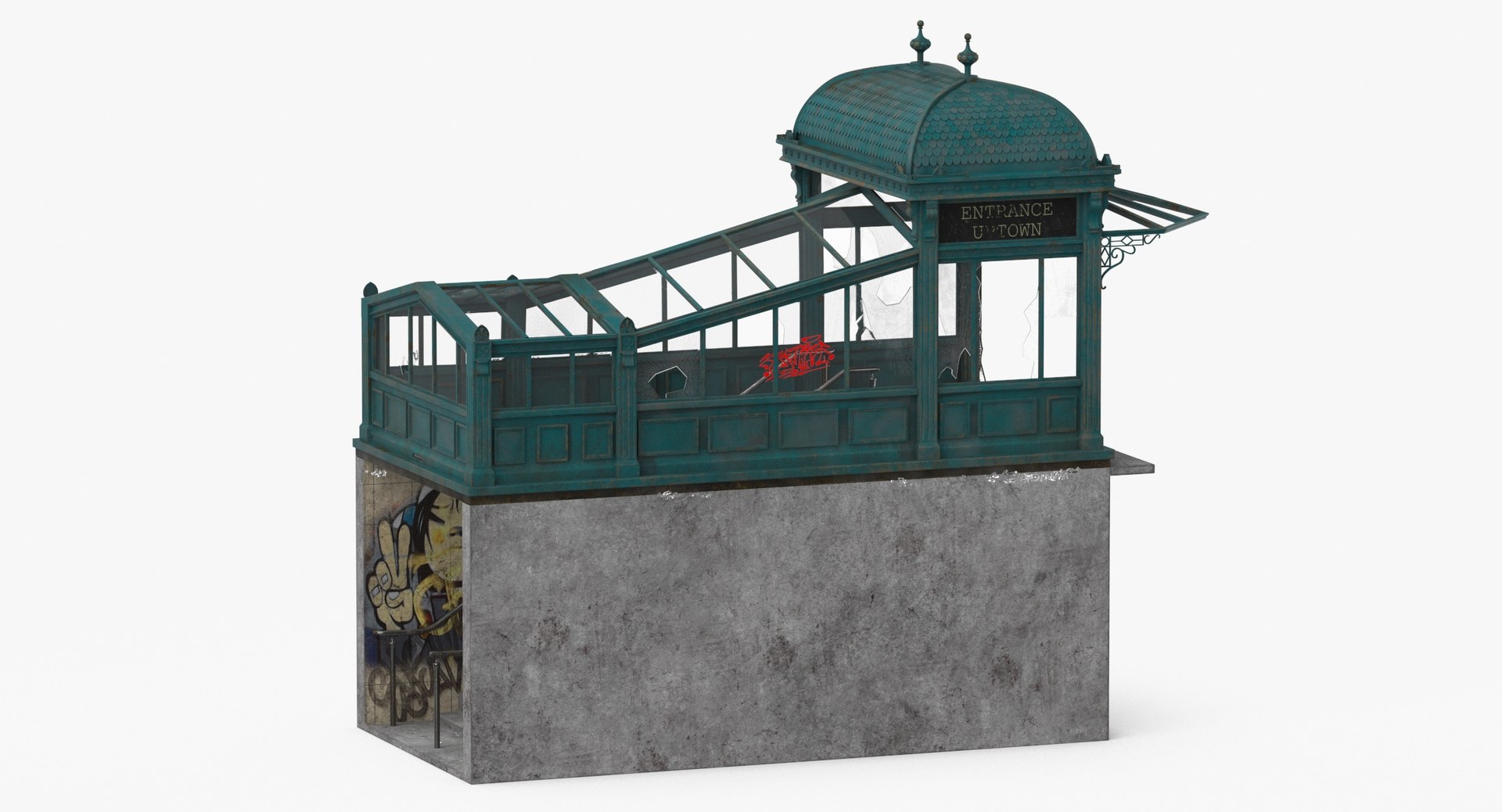 3D Subway Entrance 04 Destroyed - TurboSquid 1987626