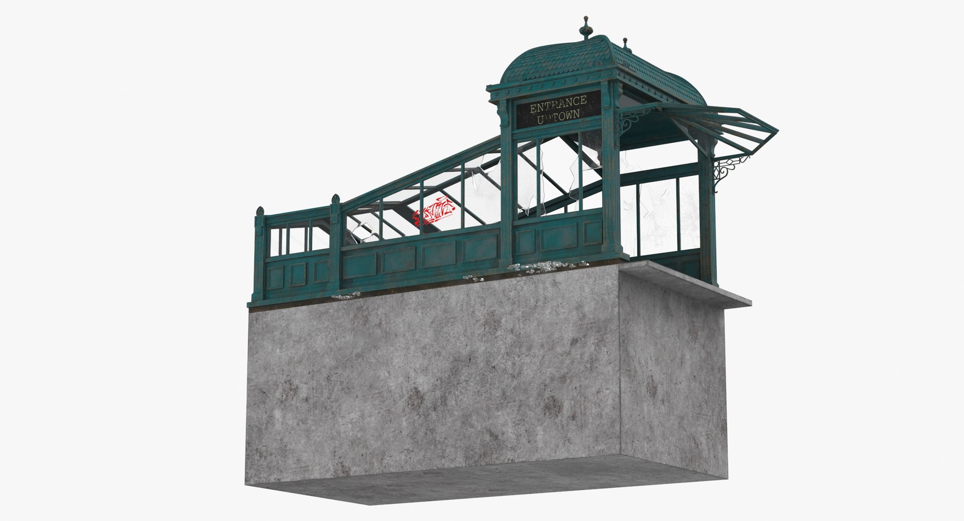 3D Subway Entrance 04 Destroyed - TurboSquid 1987626