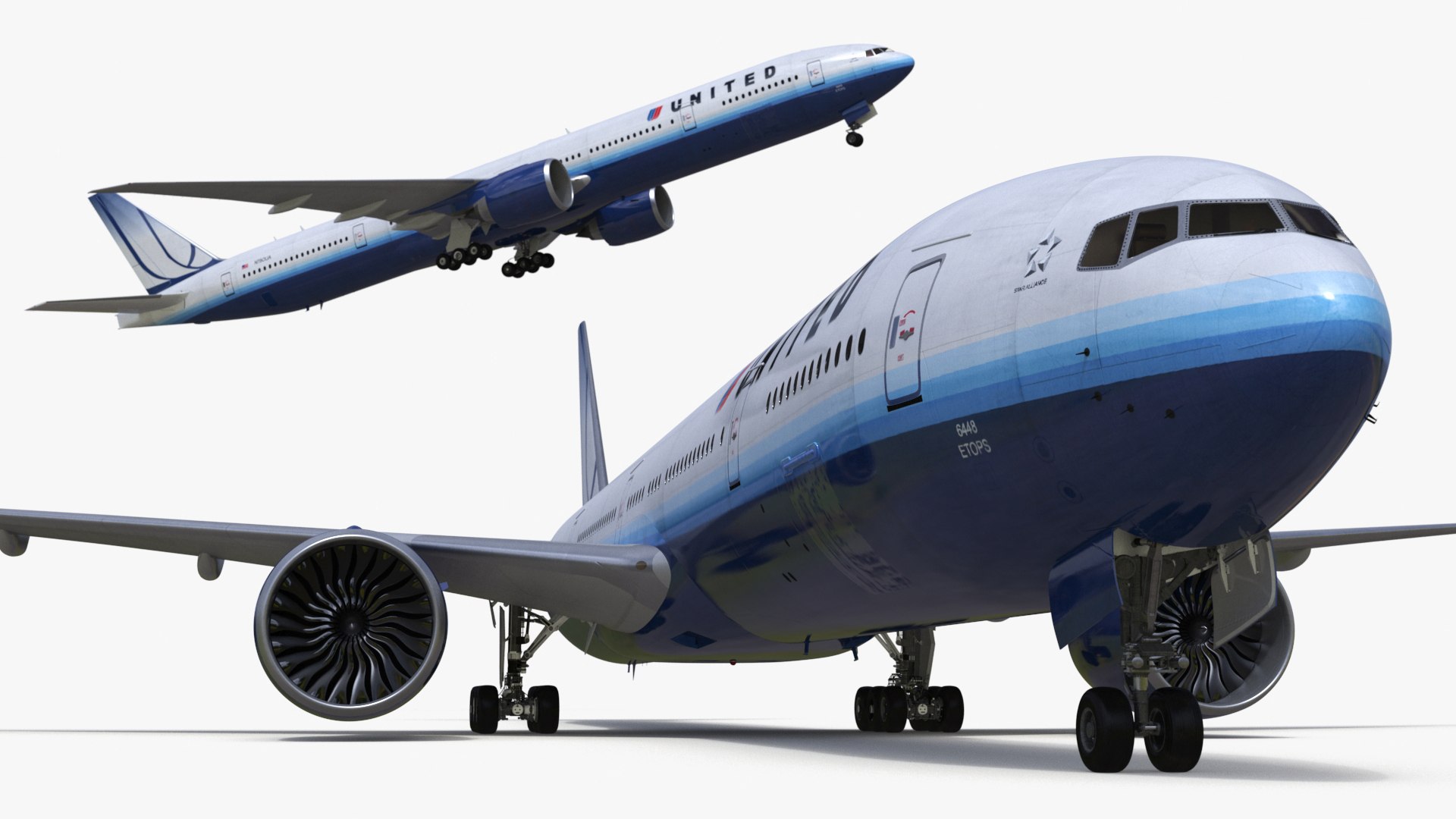 3D Boeing 777 United Airlines Rigged For Maya Model - TurboSquid 2397777