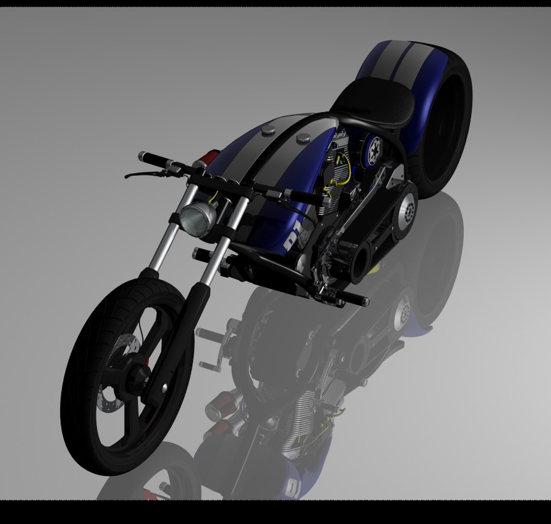 Chopper Motorcycle 3d Lwo