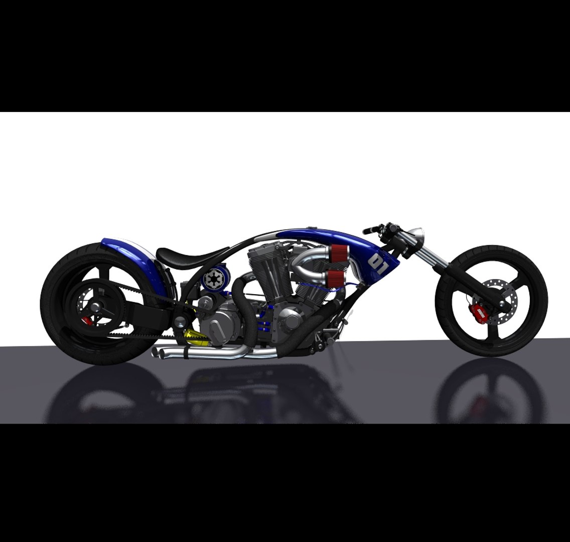 Chopper Motorcycle 3d Lwo