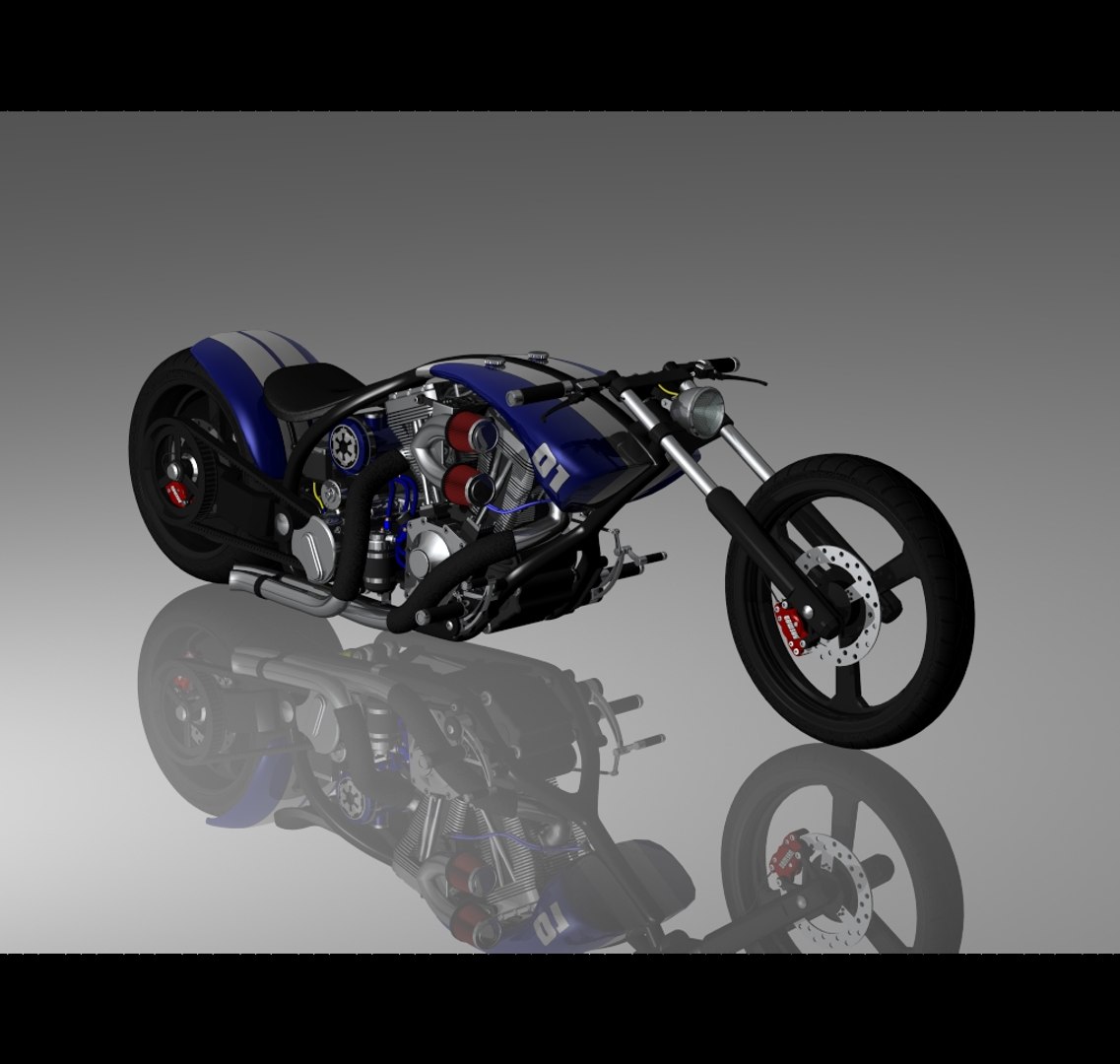 Chopper Motorcycle 3d Lwo