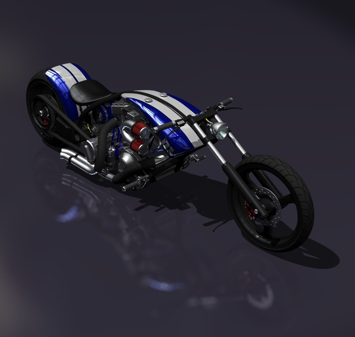 Chopper Motorcycle 3d Lwo