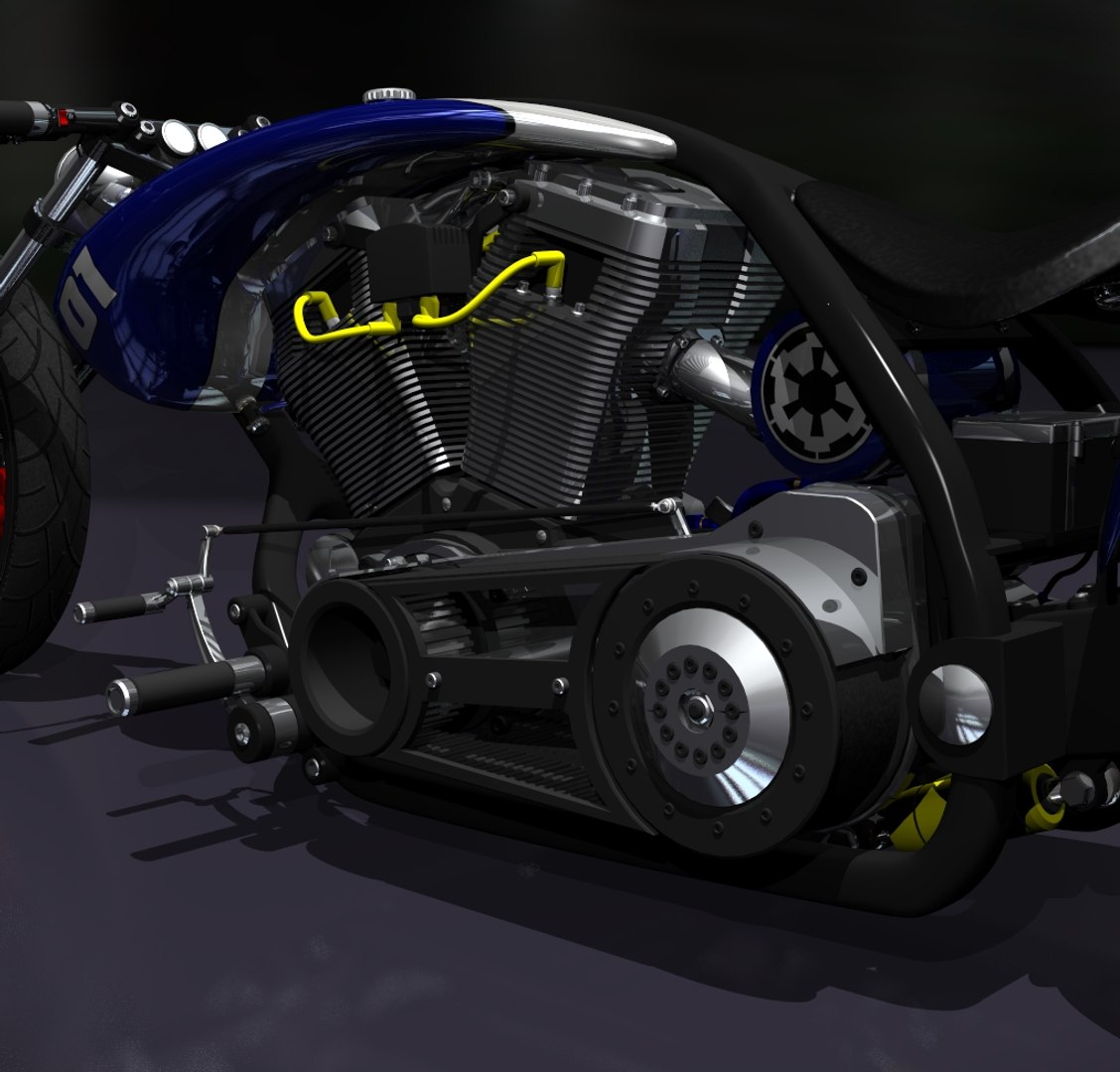 Chopper Motorcycle 3d Lwo
